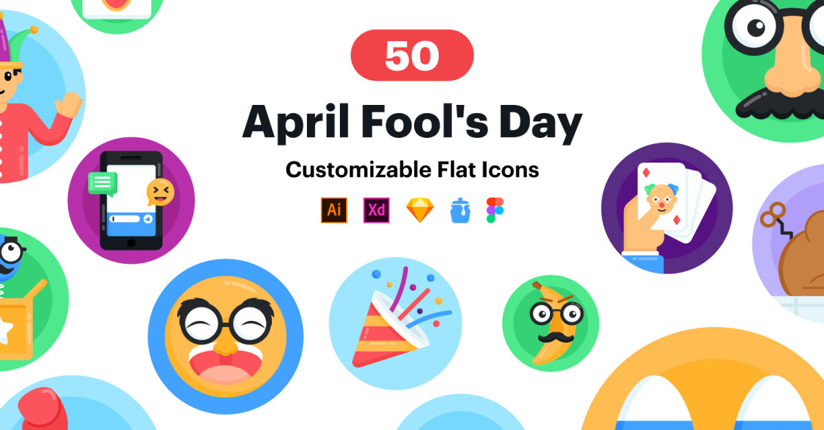 April Fools Icon - 50 Vector Icons #232749 - TemplateMonster