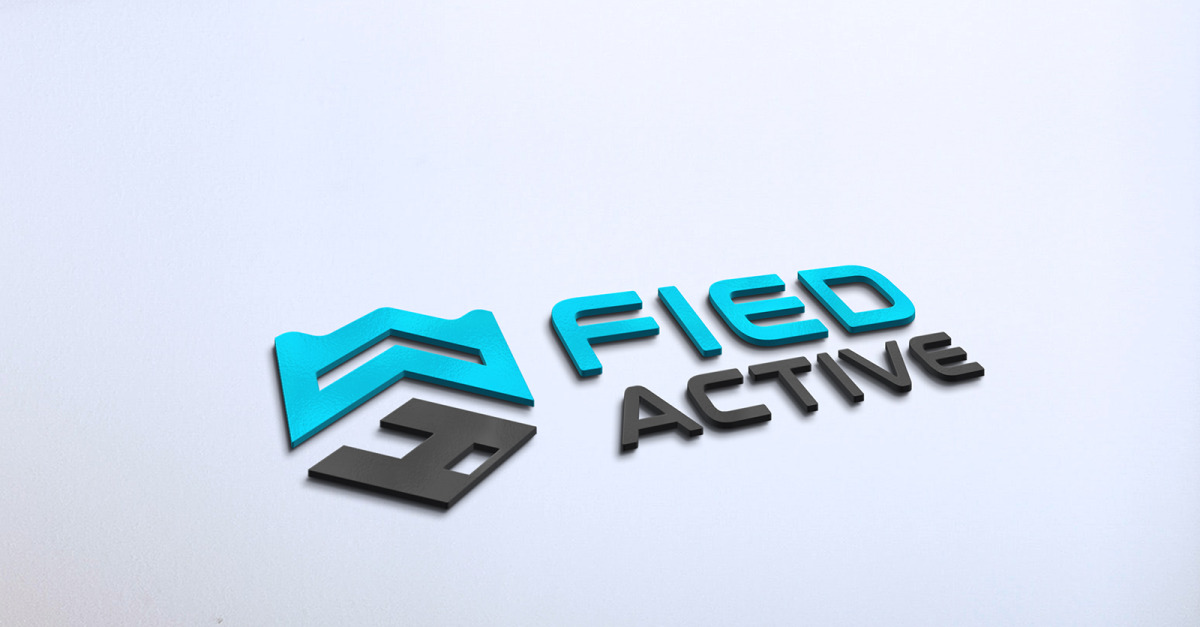 Realistic Cyan And Gray Logo Mockup with Perspective Style