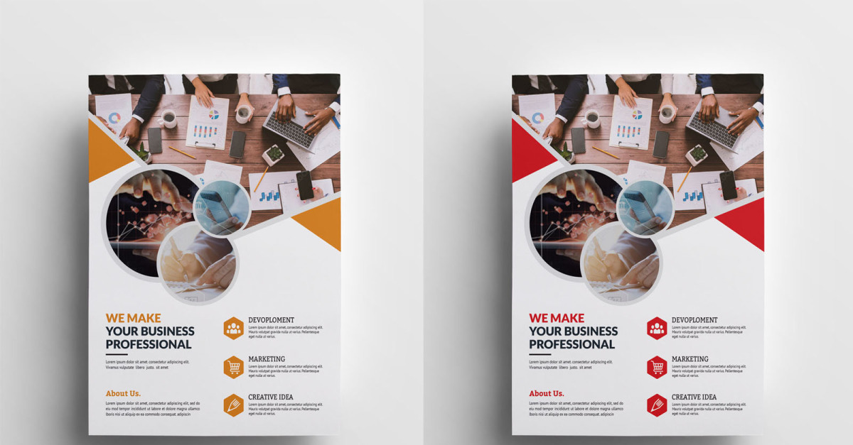Blue Color Corporate Flyer template - TemplateMonster