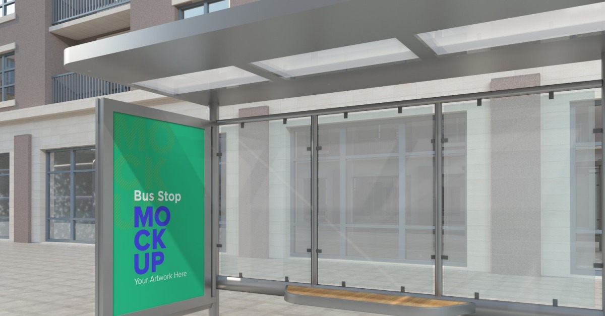 Bus Stop Signage mockup Template v2 #233144 - TemplateMonster