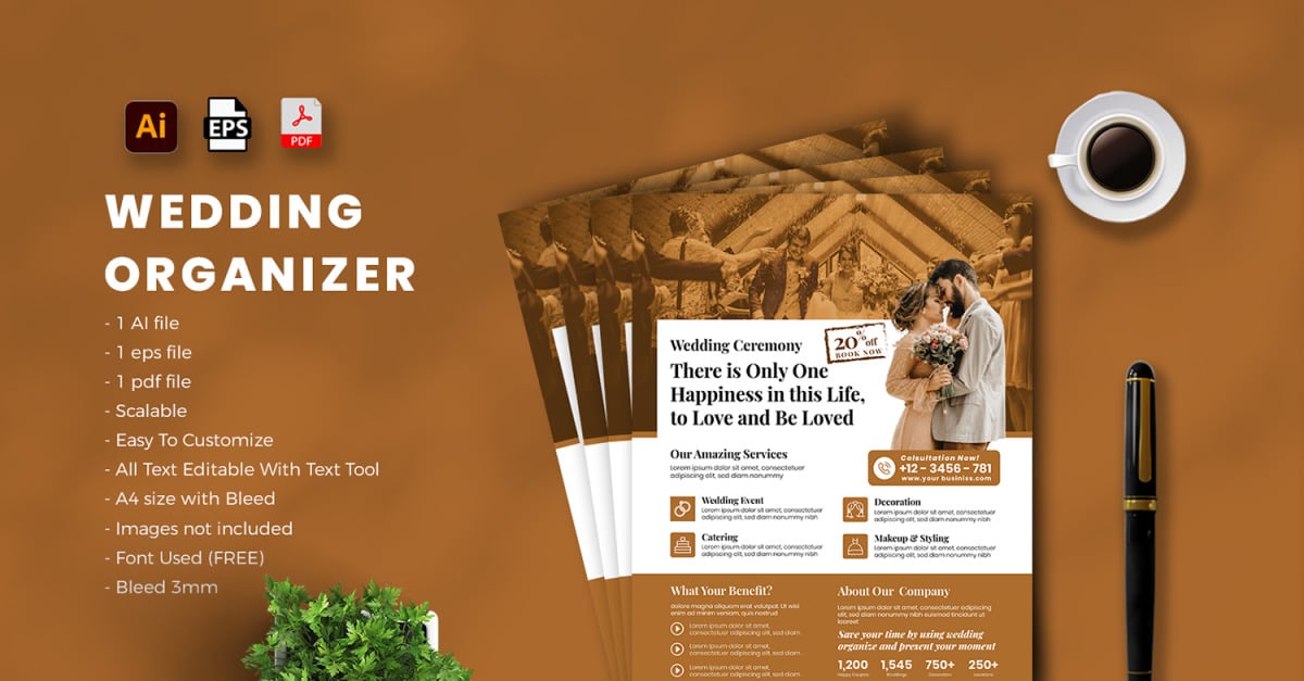Wedding Organizer Flyer Template vol-04 - TemplateMonster