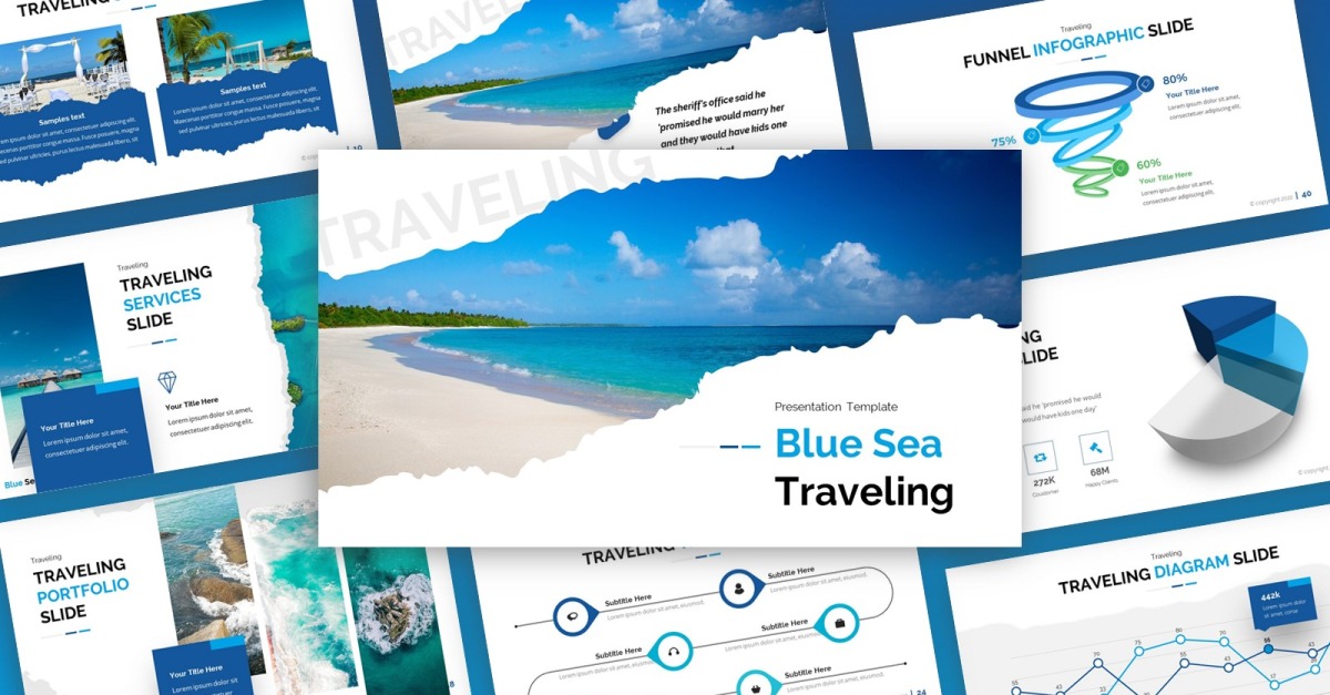 Blue Sea - Modèle PowerPoint polyvalent de voyage
