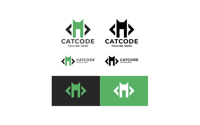 Plantilla de logotipo de código de gato profesional