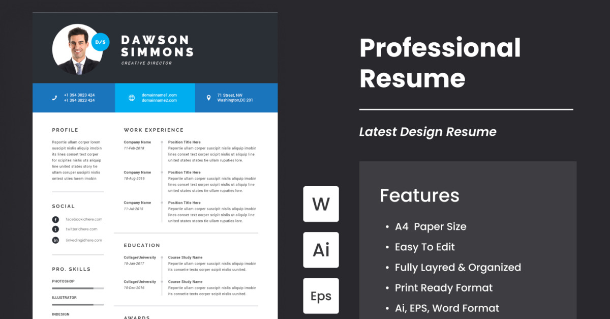 Smart Professional CV / Resume #233509 - TemplateMonster