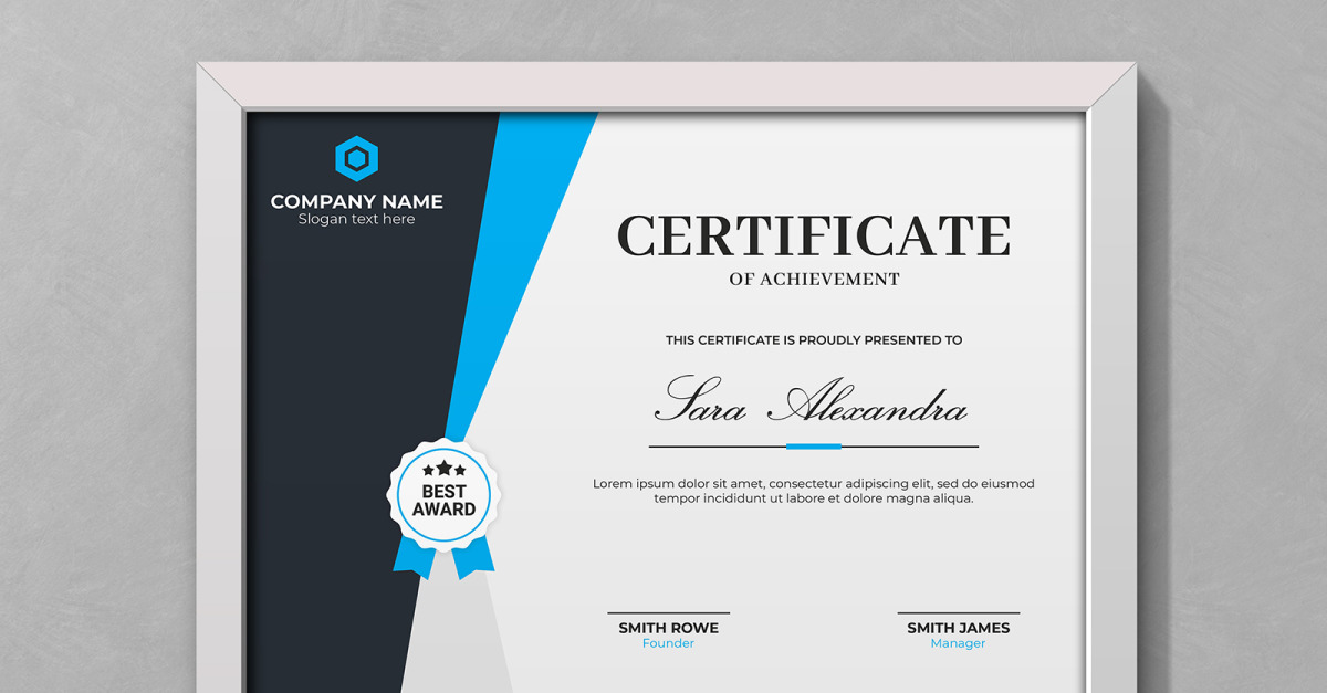 Blue Design Certificate Of Achievement Templates