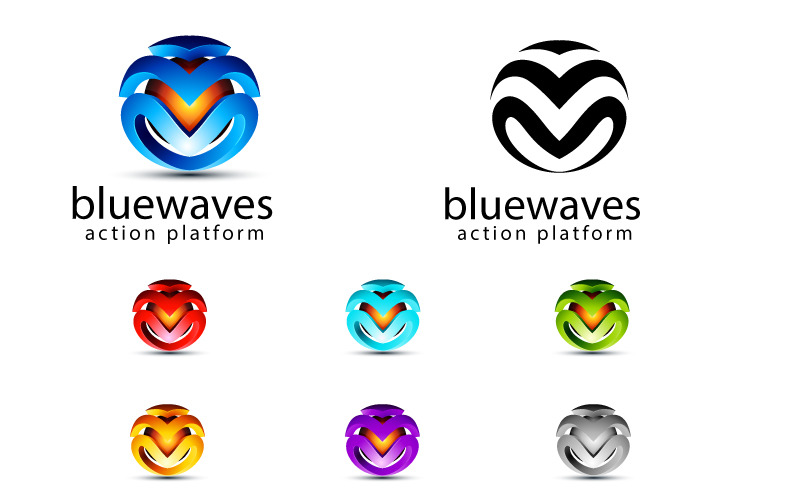 Elegant 3D Wave Logo Design Template - TemplateMonster