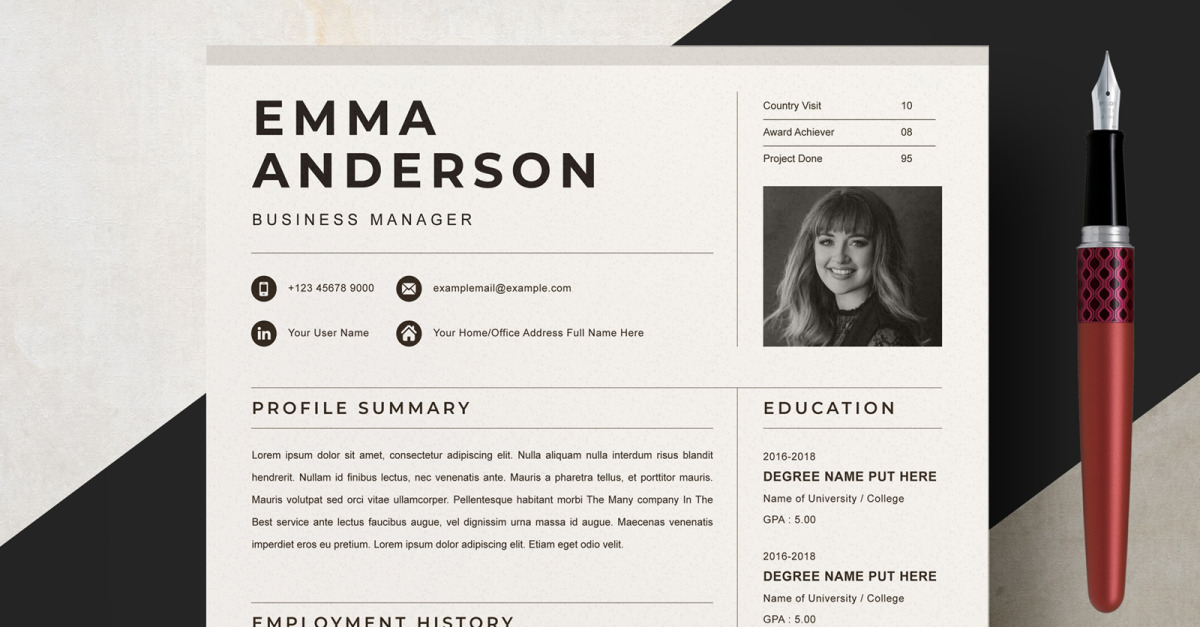Emma Anderson / Lebenslauf #234078 - TemplateMonster