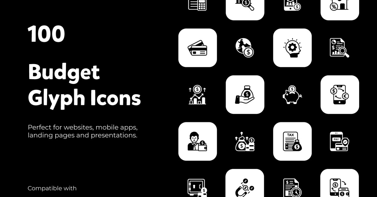 Pack of Trendy 100 Budget Icons #234055 - TemplateMonster