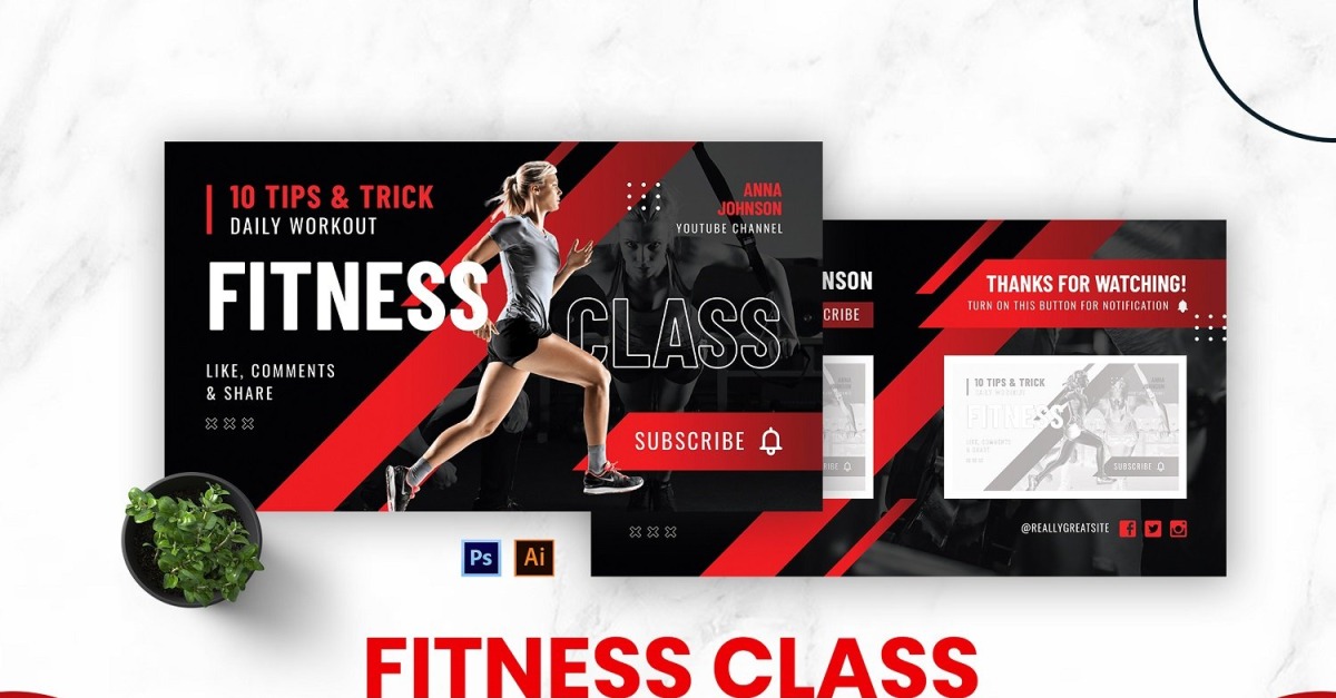 Fitness Class Youtube Thumbnail #234314 - TemplateMonster