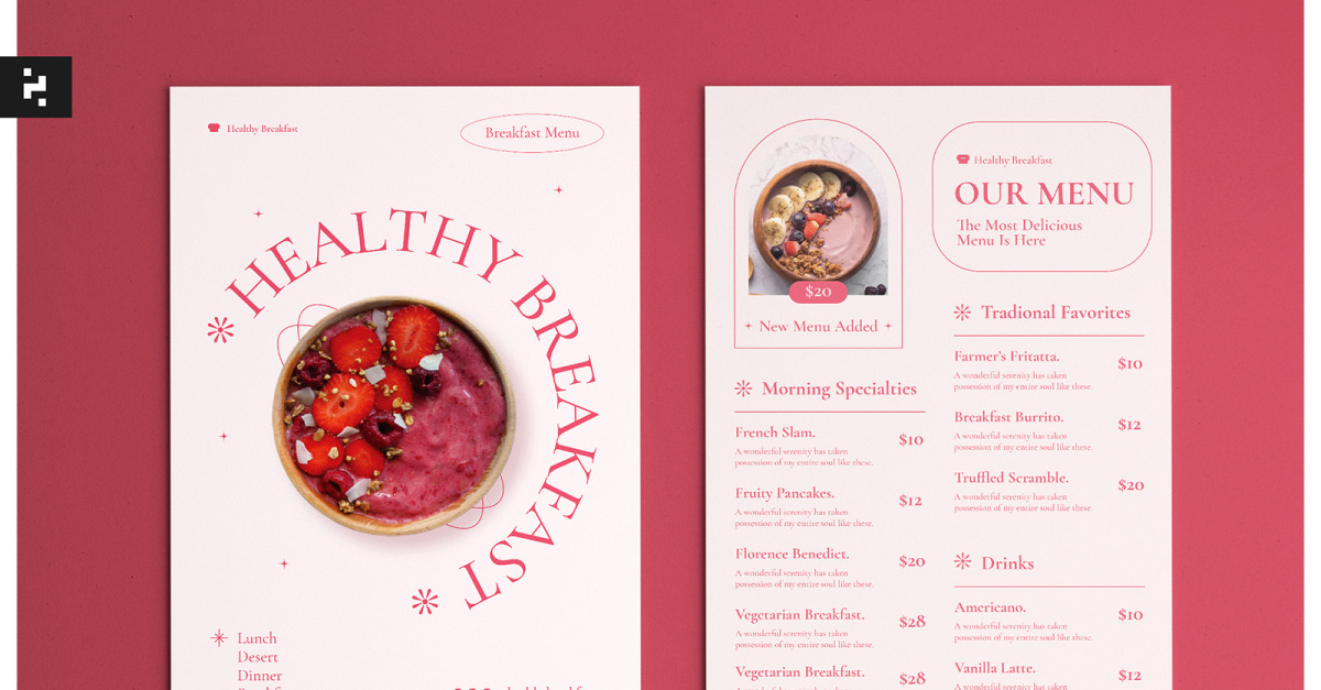 Minimal Sweet Cafe Menu Template #234335 - TemplateMonster
