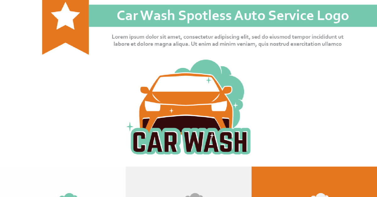 Clean Car Wash Carwash Soap Foam Spotless Auto Service Logo
