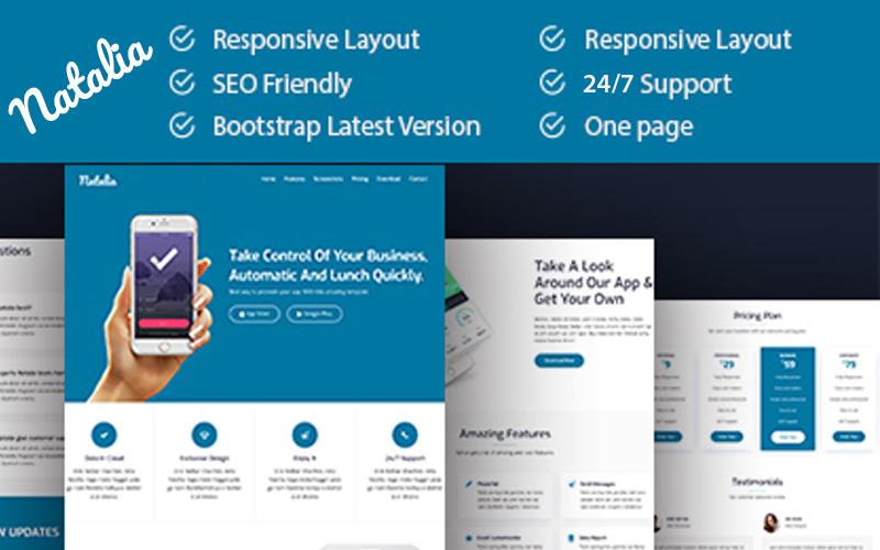 Natalia - App Landing Page HTML Template - TemplateMonster