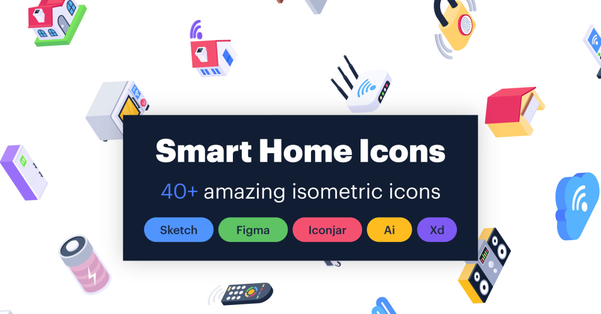 Smart Home Technology Isometric Icons Pack - TemplateMonster