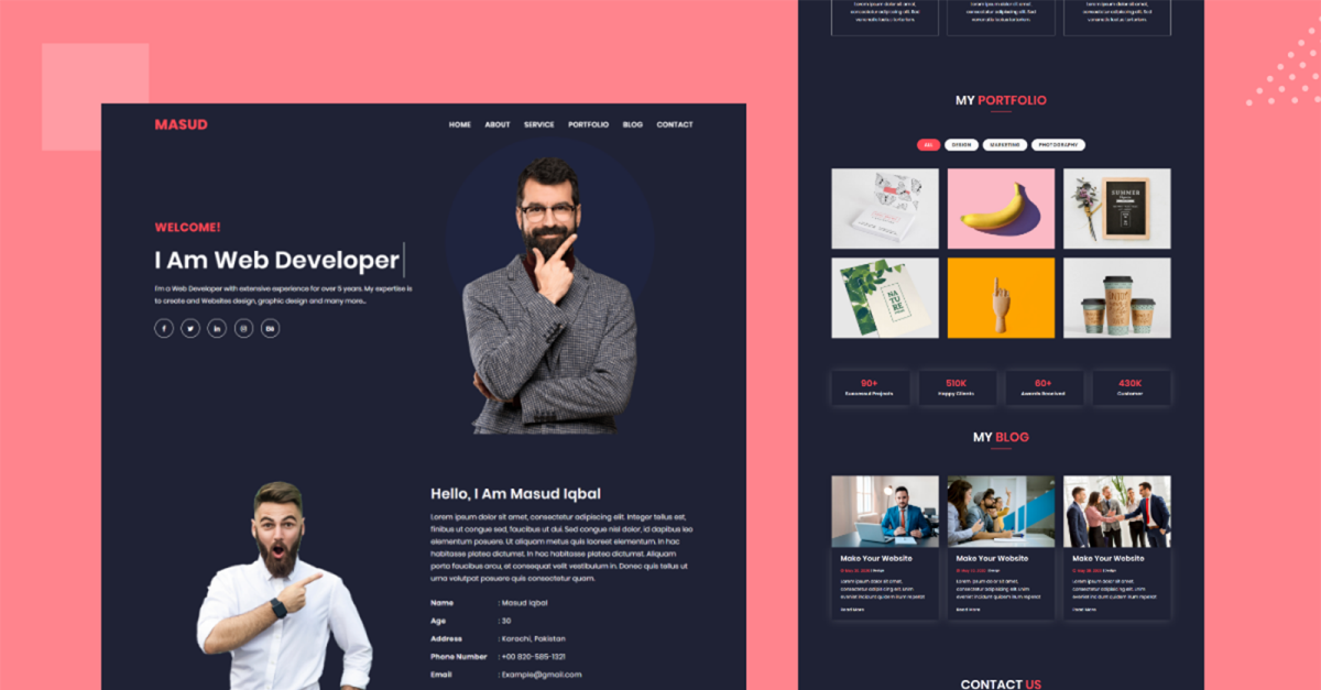 Masud Multipurpose Portfolio Resume Website Template