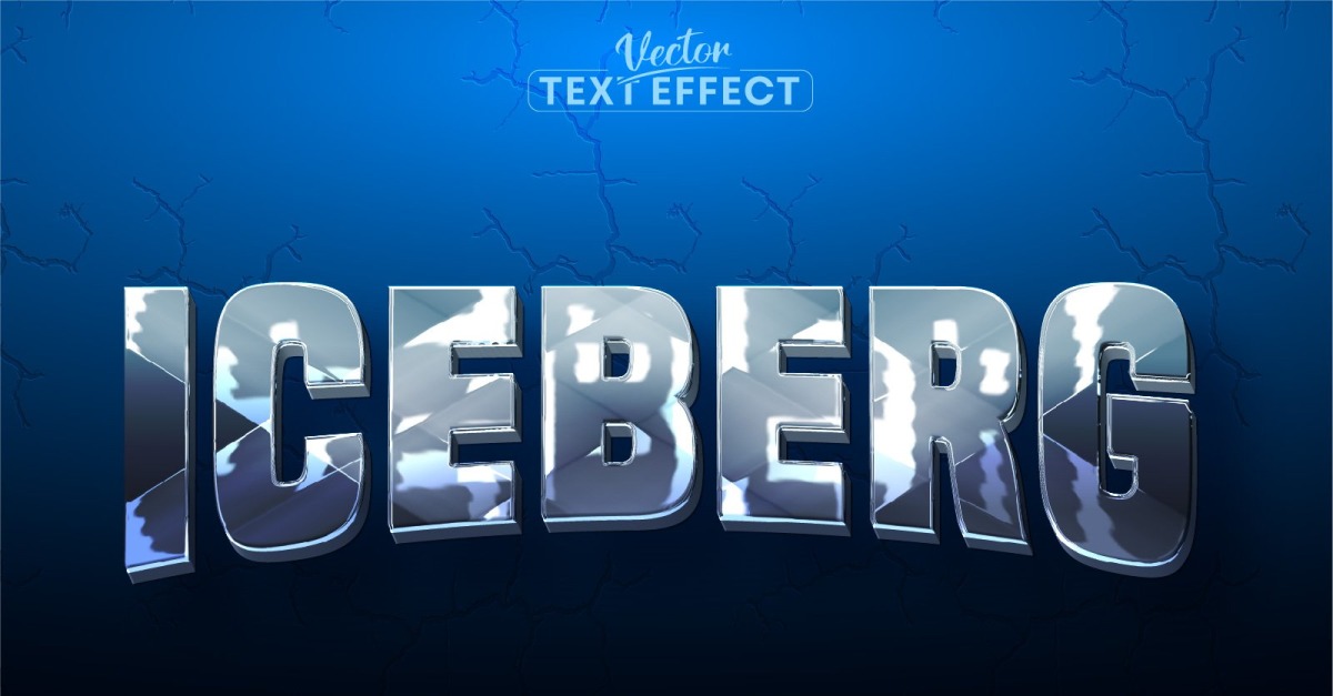 Iceberg - Editable Text Effect, Ice Cartoon Text Style, Graphics ...