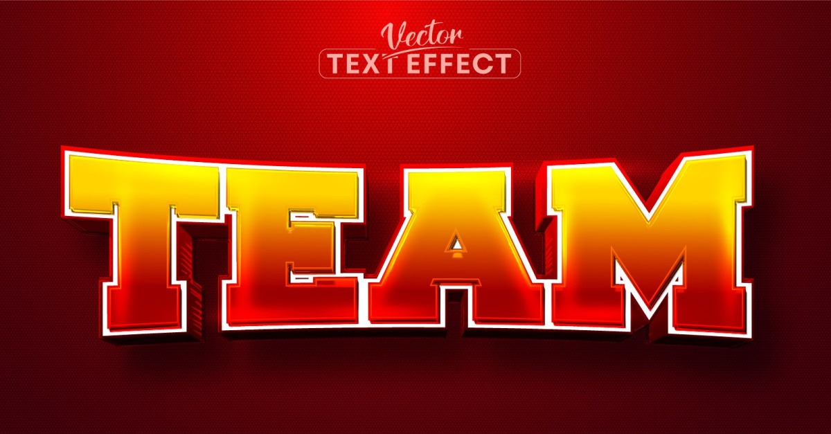 Team - Editable Text Effect, Red And Orange Sport Text Style, Graphics ...