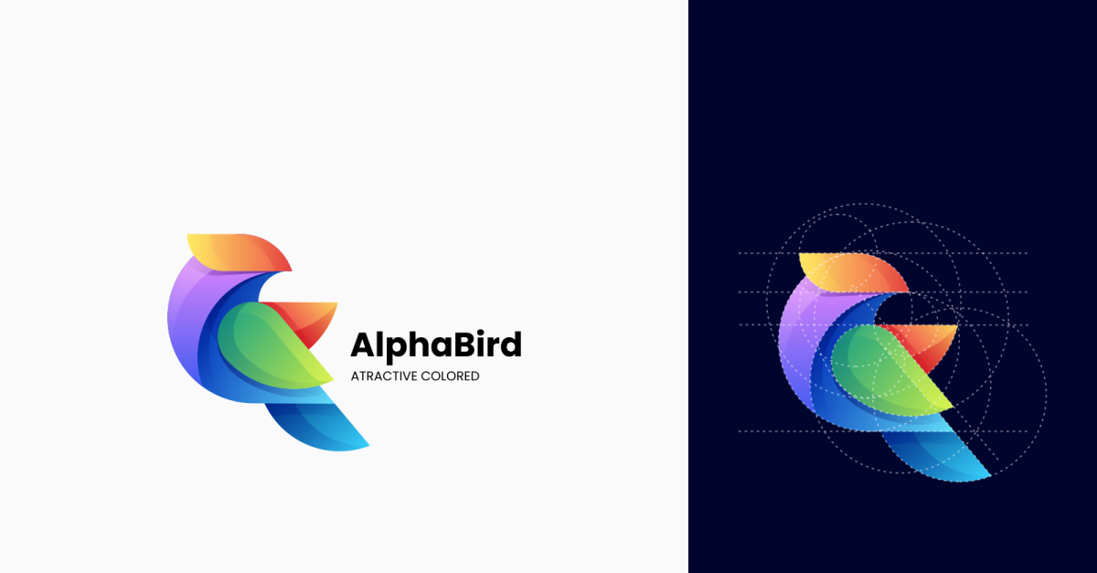 Alpha Bird Gradient Colorful Logo #235131 - TemplateMonster