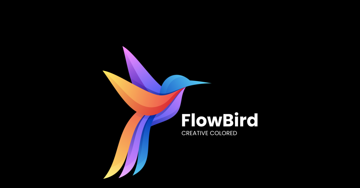 Flow Bird Gradient Colorful Logo #235132 - TemplateMonster