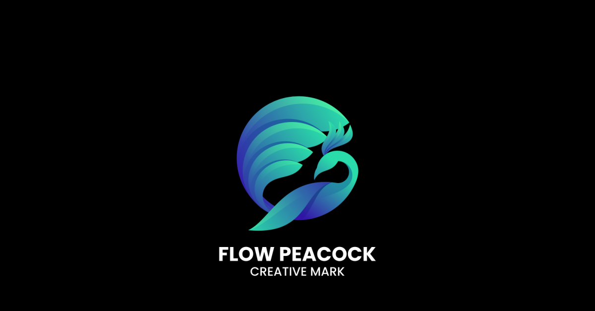Flow Peacock Gradient Logo #235128 - TemplateMonster