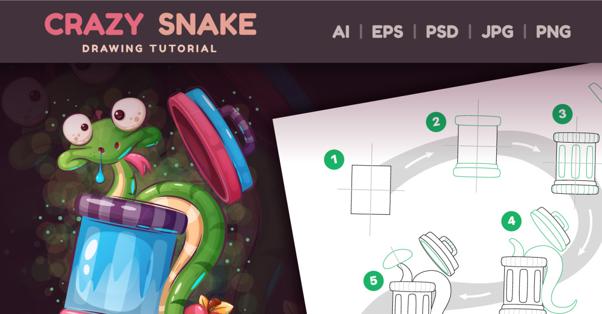 How to Draw Snake Step by Step: Drawing lesson, Graphics Illustration