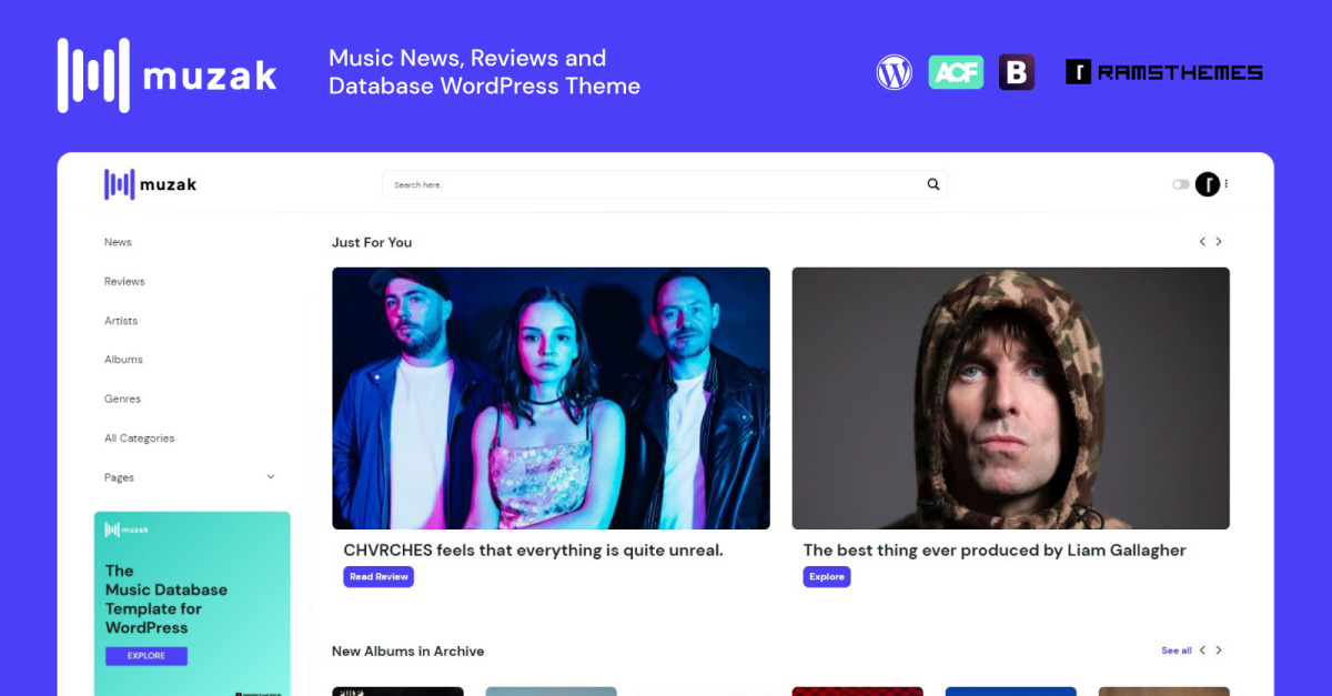 MUZAK - Music News, Reviews, Blog and Database WordPress Theme