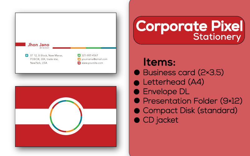 Corporative Pixel Stationery Design Template