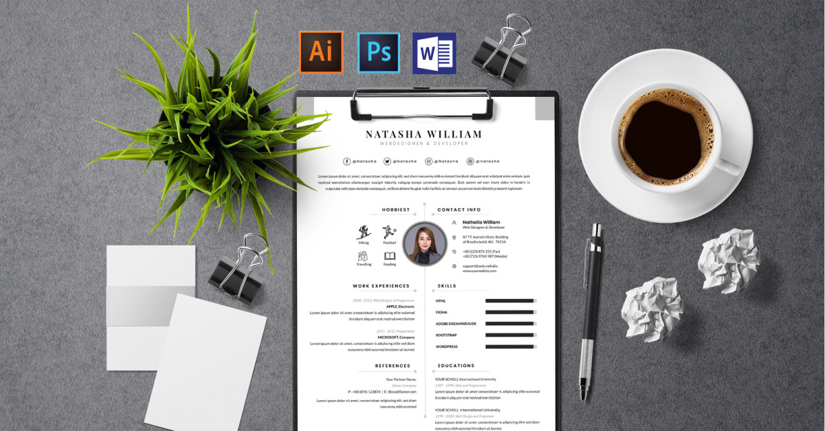 Minimalist CV Resume Template Web Design Developer