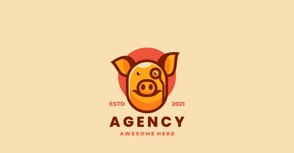 Domuz Kafası Basit Maskot Logosu #235505 - TemplateMonster