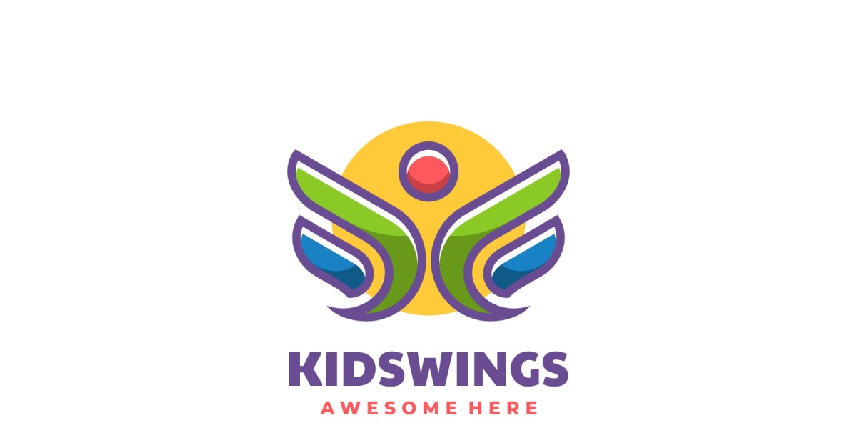 Kid Wings Color Mascot Logo #235880 - TemplateMonster