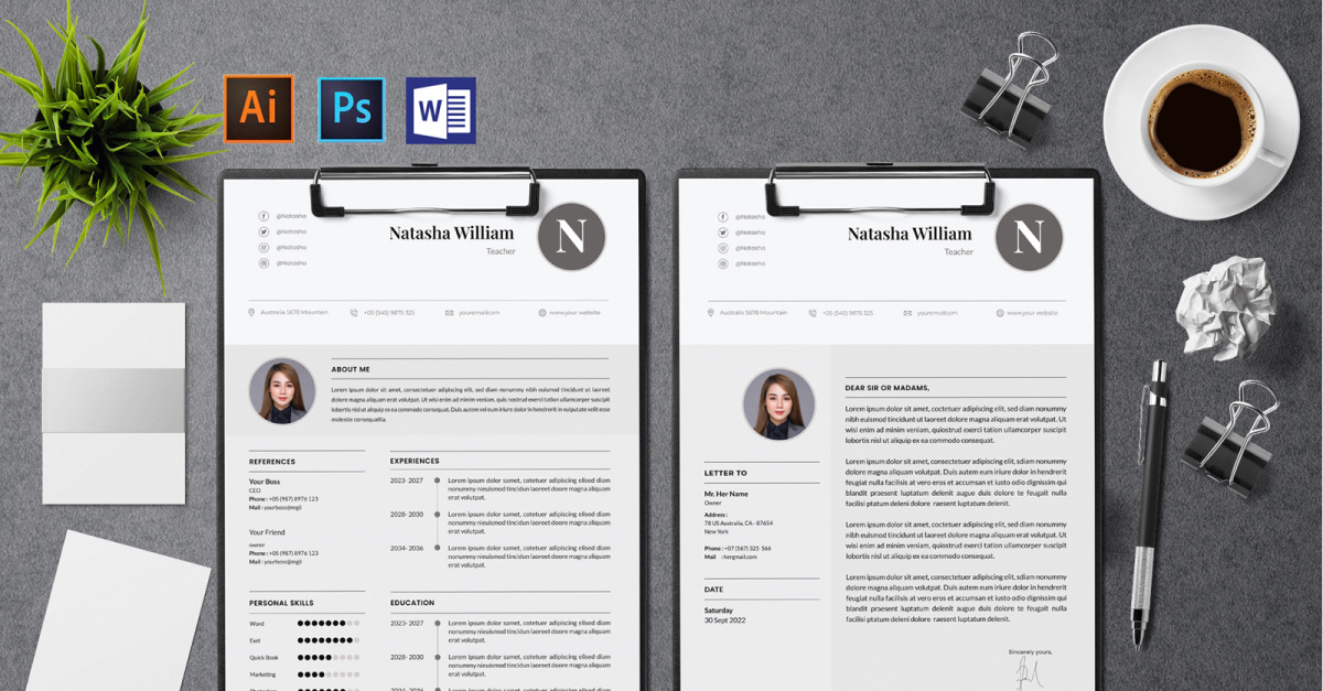 Minimalist CV Resume Template Teacher - TemplateMonster