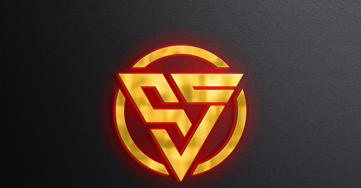 Red Neon Light 3d Gold Logo Mockup #236176 - TemplateMonster