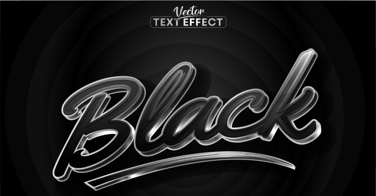 Black - Editable Text Effect, Black Metallic And Silver Text Style ...