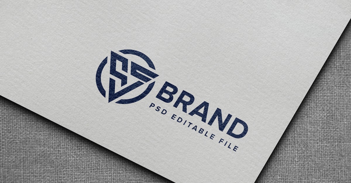 Dark Navy Blue Logo Mockup Debossed on Kraft Paper