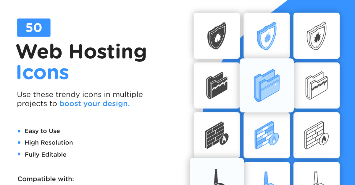 50 Web Hosting Icons – Vector Designs - TemplateMonster