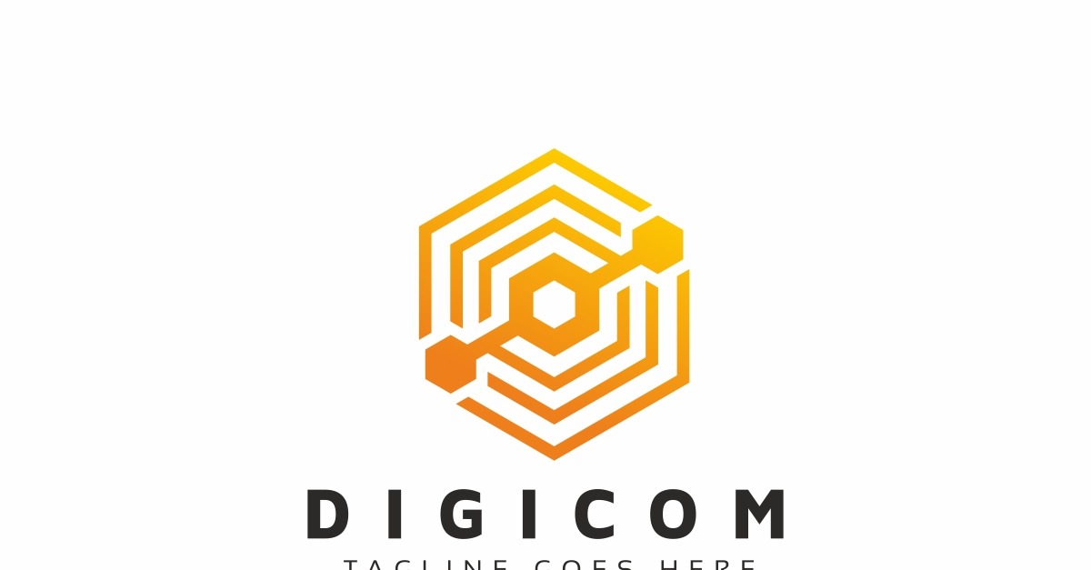 Digital Connect Hexagon Logo Template - TemplateMonster