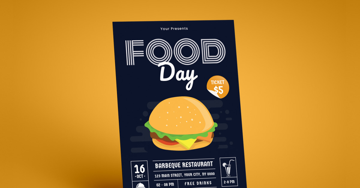 Attractive Food Day Flyer Template #236802 - TemplateMonster