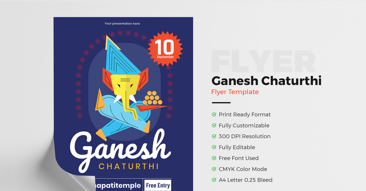 Creative Ganesh Chaturthi Flyer Template - TemplateMonster