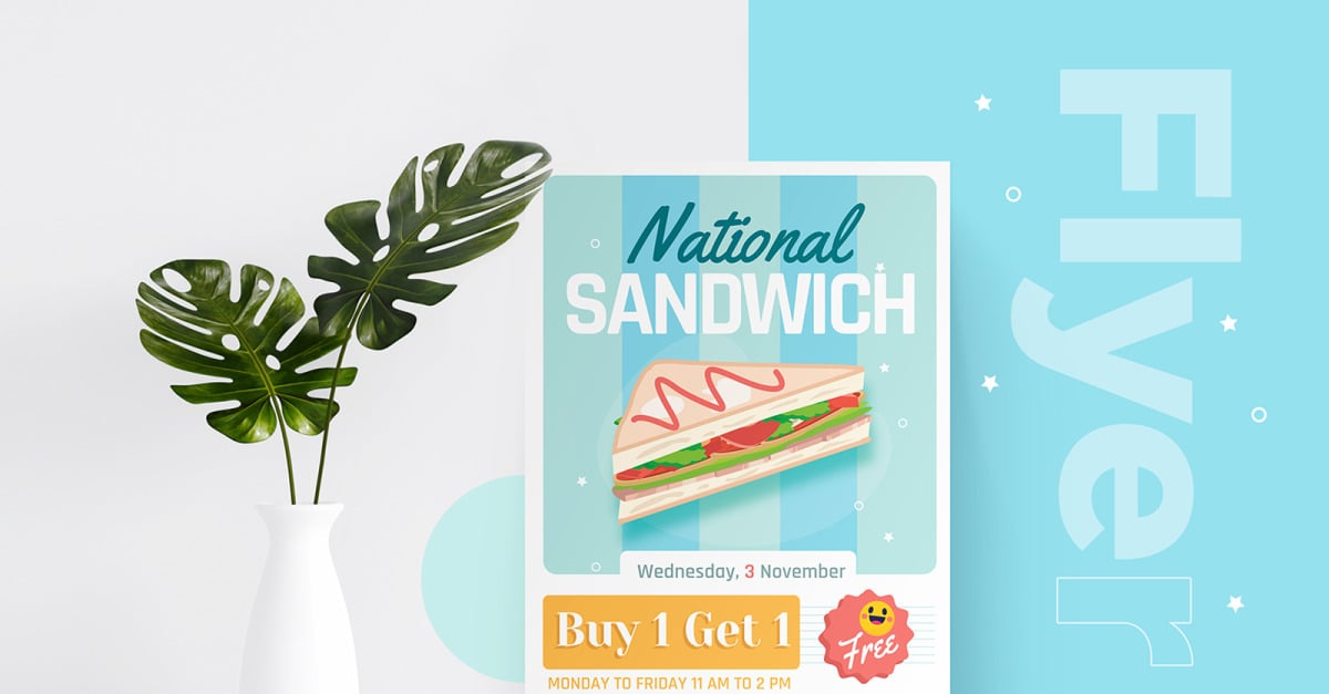 National Sandwich Day Flyer Template - TemplateMonster