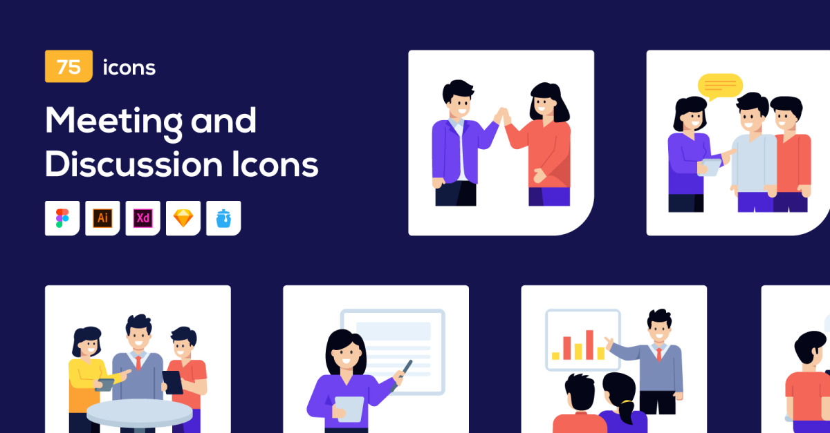 75 Business Meeting Vector Icons #236968 - TemplateMonster