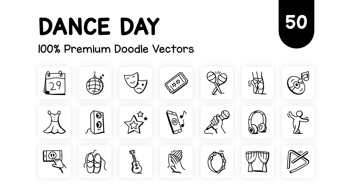 Dance Icons - 50 Dance Day Vector #236914 - TemplateMonster