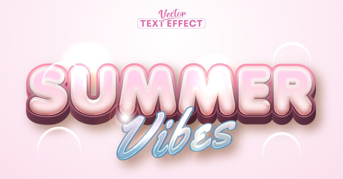 Summer Vibes - Effet de texte modifiable, style de texte de dessin ...