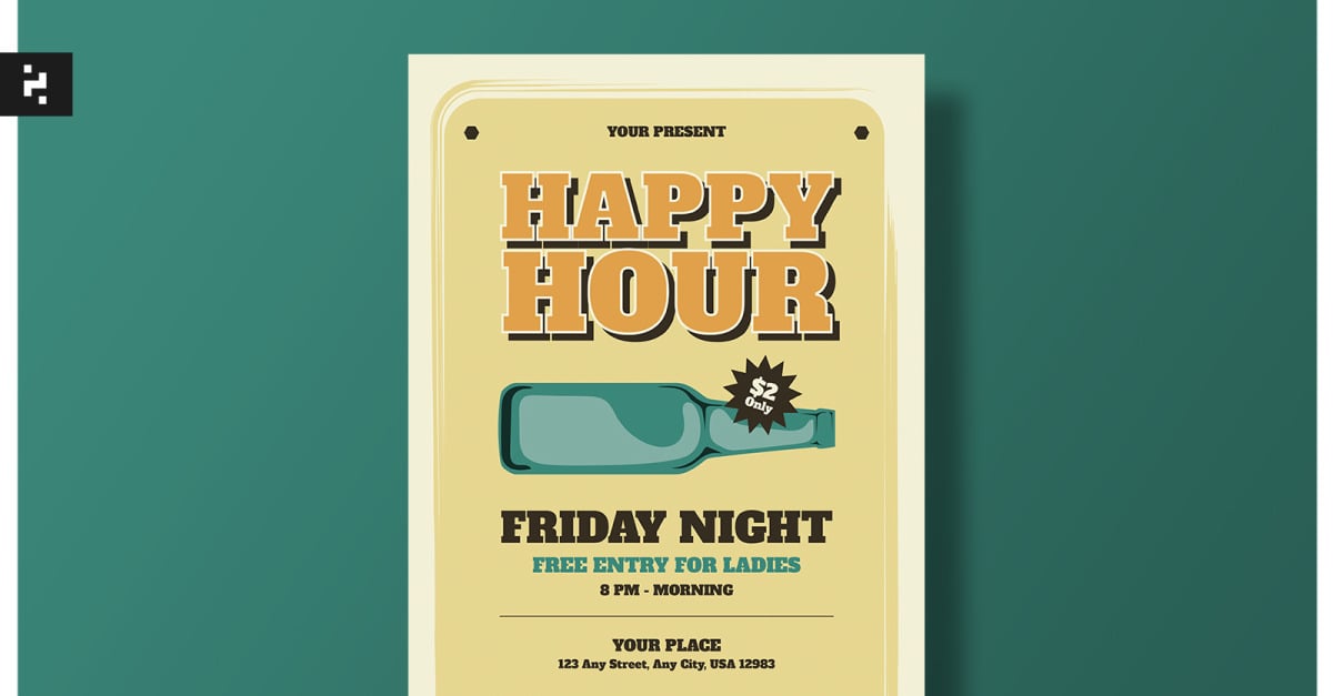 Happy Hour Promo Flyer Template #237558 - TemplateMonster