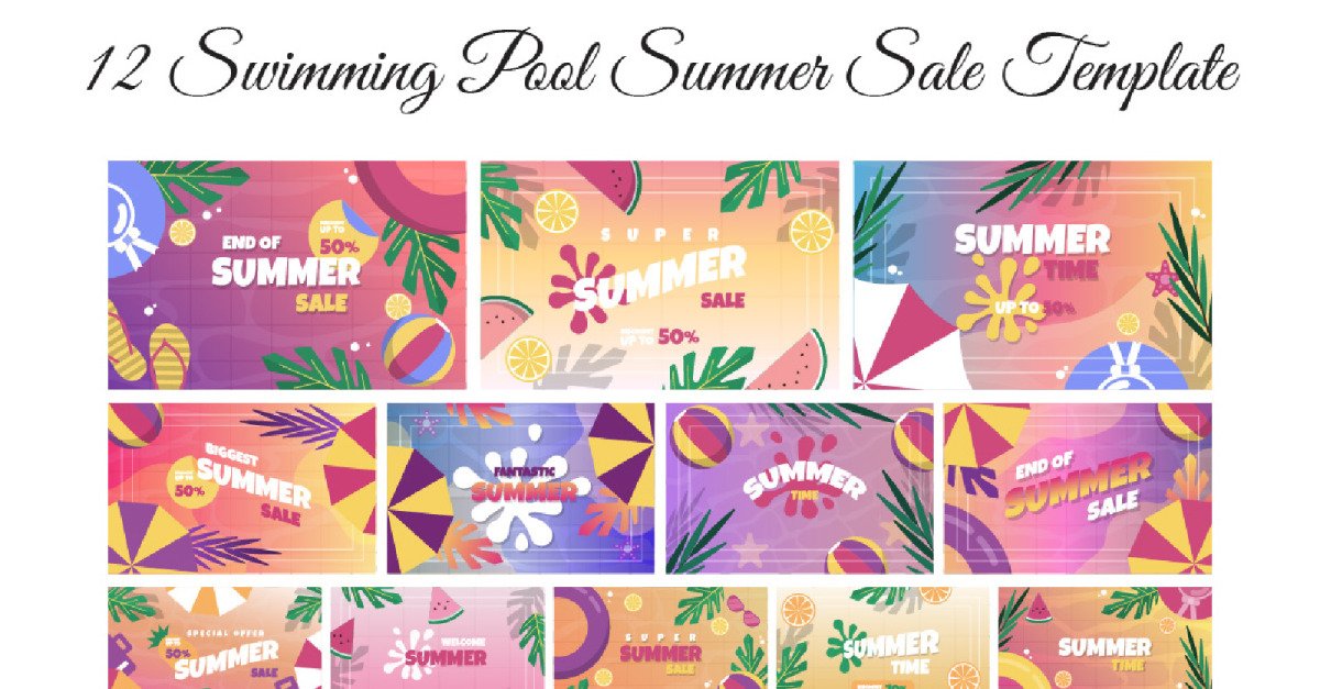 12 Swimming Pool Summer Sale Template - TemplateMonster