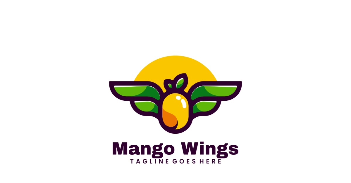 Mango Wings Simple Mascot Logo #238542 - TemplateMonster