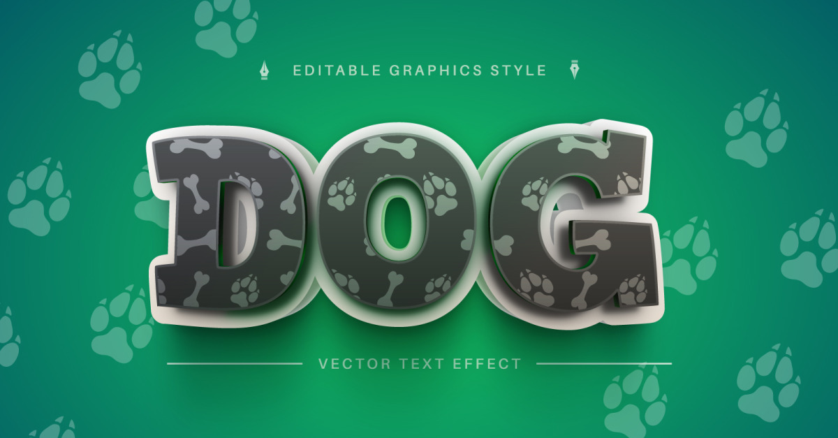 Chien animal de compagnie - Effet de texte modifiable, style de police ...