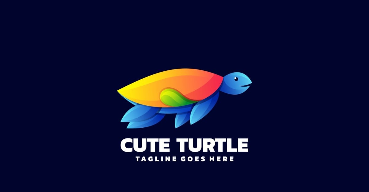 Cute Turtle Gradient Colorful Logo #239294 - TemplateMonster