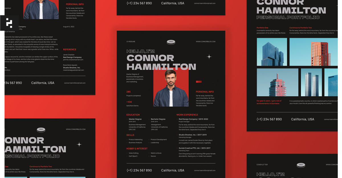 Modern Bold CV Resume Template #239249 - TemplateMonster