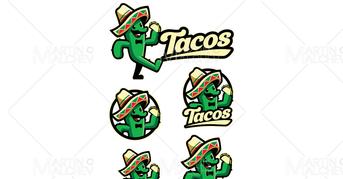 Tacos Cactus Mascot Vector Illustration - TemplateMonster