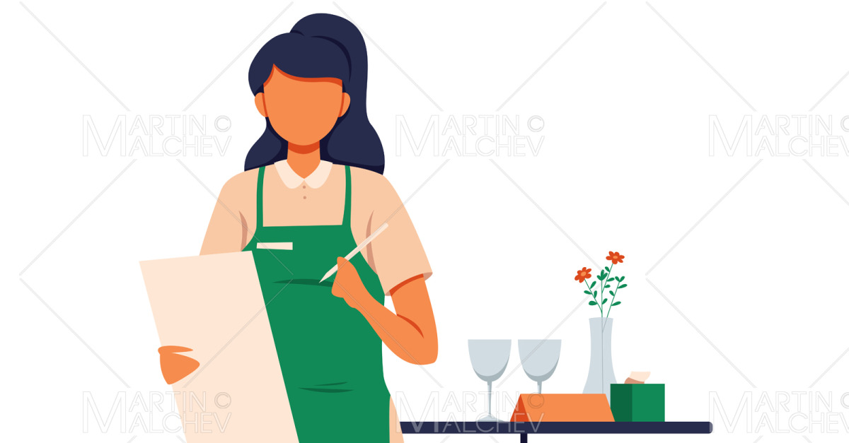 Waitress Taking Order Vector Illustration - TemplateMonster