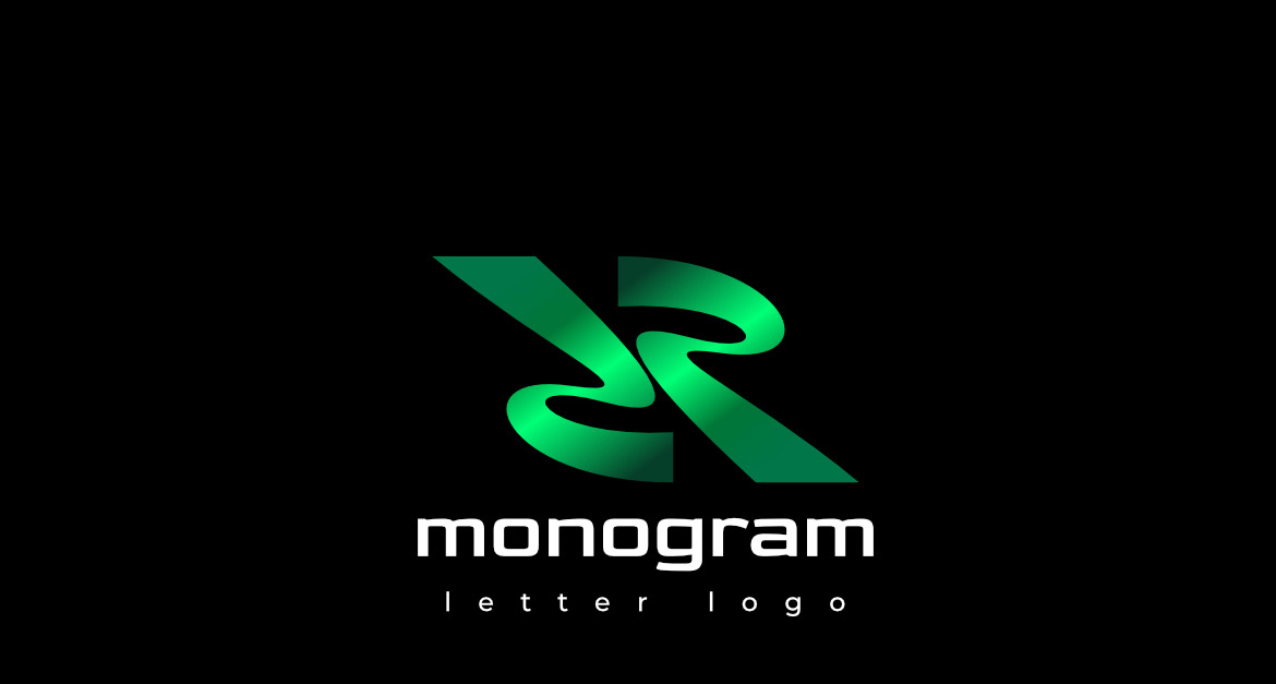 Green Gradient Tech Monogram Letter ZR Logo - TemplateMonster